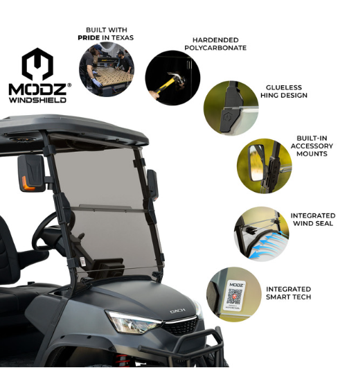 MODZ® Windshield for DACH Apollo Golf Carts – JACK'd Carts